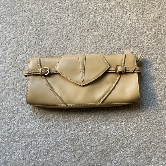 Via Spiga | Bags | Via Spiga Tan Leather Clutch | Poshmark
